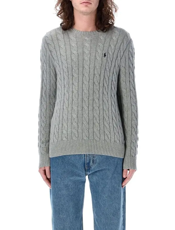 Polo Ralph Lauren Cable Knit Cotton Crewneck Sweater - Grey