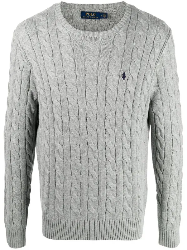 Polo Ralph Lauren Cable Knit Cotton Crewneck Sweater - Grey