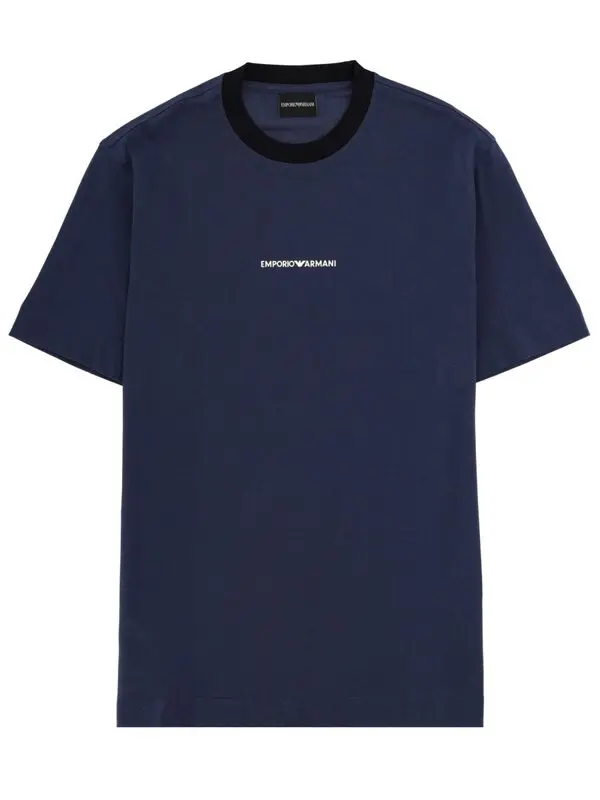 Emporio Armani Stylish T-shirt With Logo And Embroidered Design - Blue