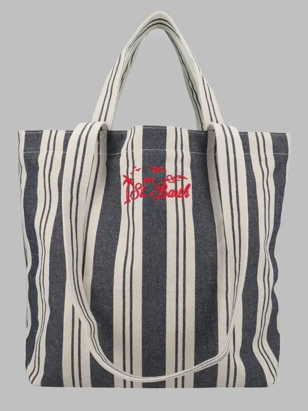 MC2 SAINT BARTH Striped Cotton Tote Bag - Blue