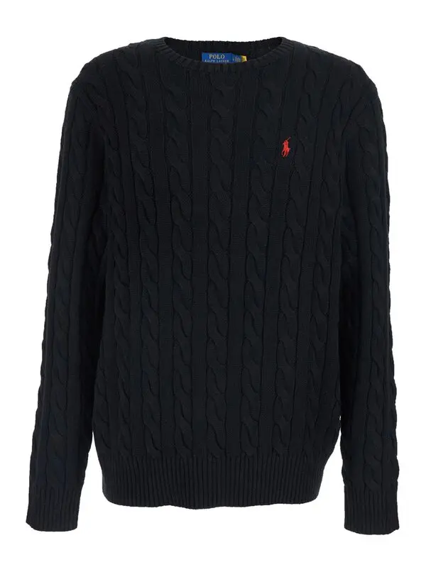 Polo Ralph Lauren Cable-knit Jumper With Embroidered Pony Logo - Black