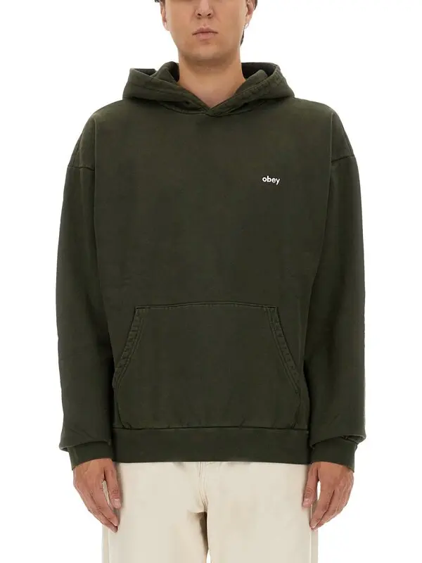 Obey Classic Logo Hooded Sweatshirt - Black