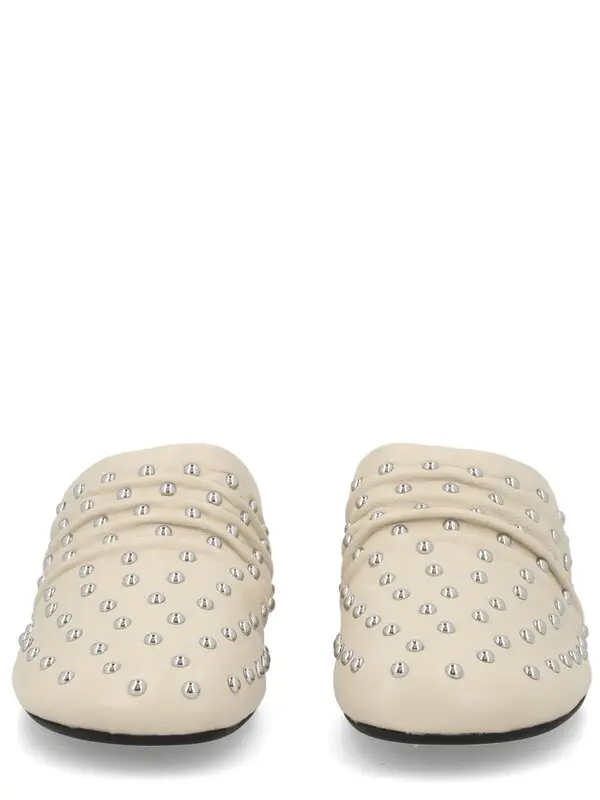 Ash Studded Leather Mule With 4 Cm Heel - White