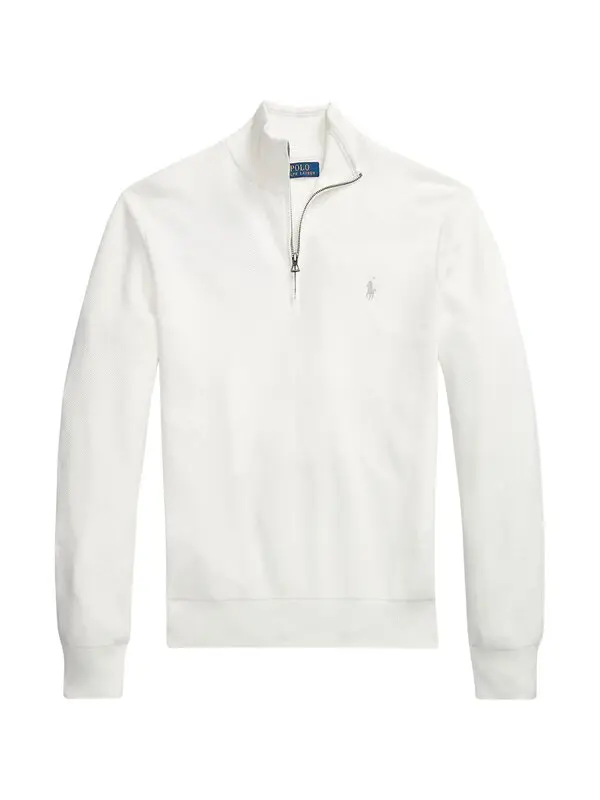 Ralph Lauren Quarter Zip Lightweight Cotton Sweater - White