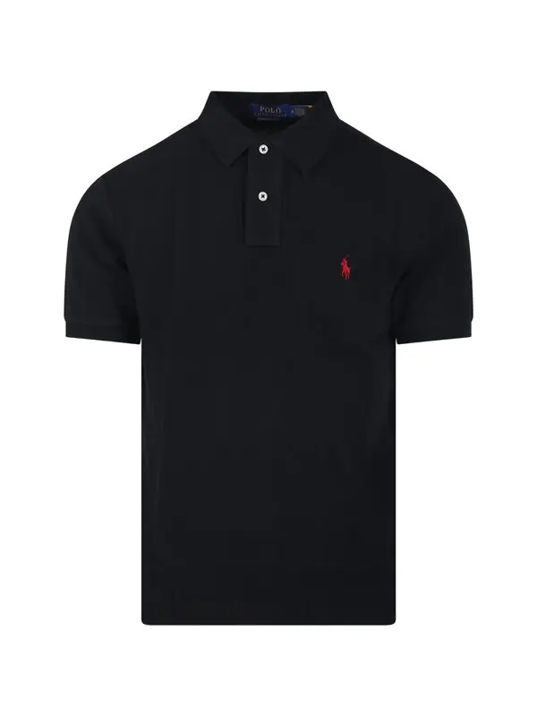 Polo Ralph Lauren Rib-knit Polo Shirt With Tennis Tail - Nero