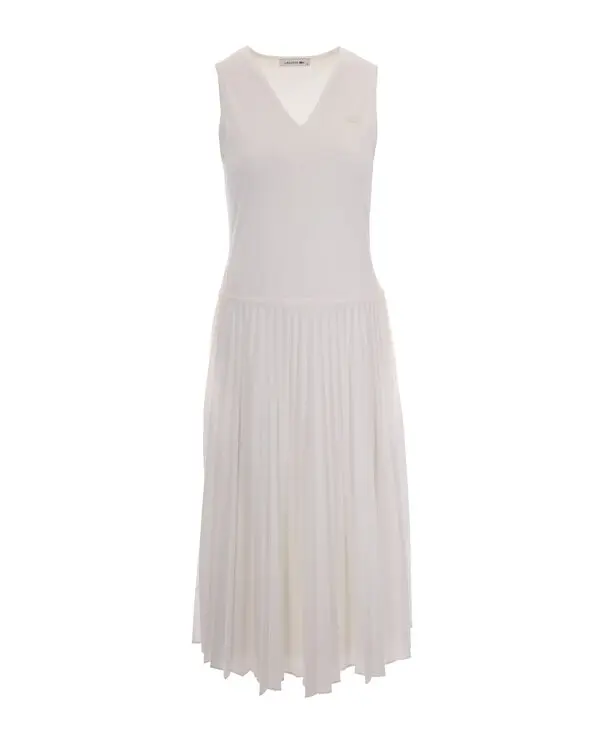 Lacoste Sleeveless V-neck Mini Dress With Pleated Skirt