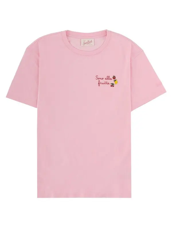 MC2 SAINT BARTH Embroidered Cotton T-shirt - Pink