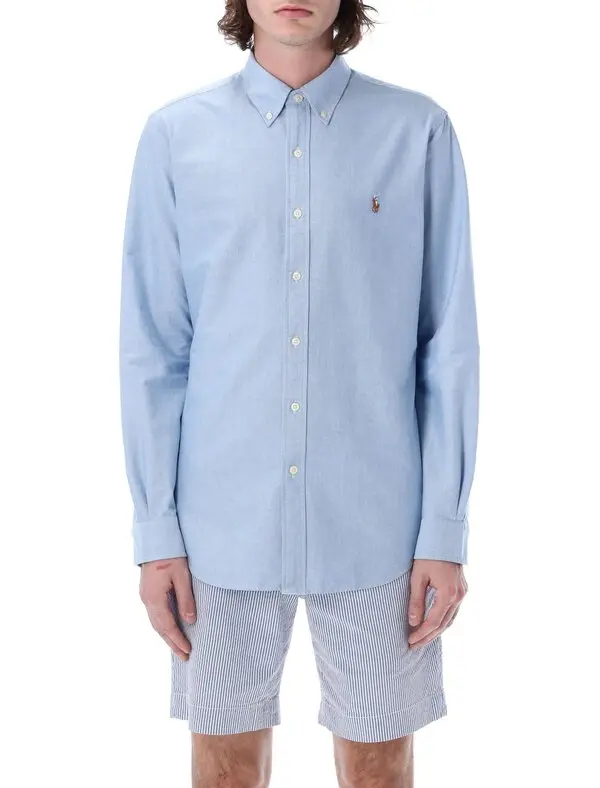 Polo Ralph Lauren Custom Fit Button-down Shirt For Size - Blue