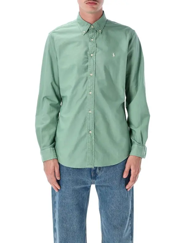 Polo Ralph Lauren Custom Fit Button-down Shirt For Size - Faded Mint