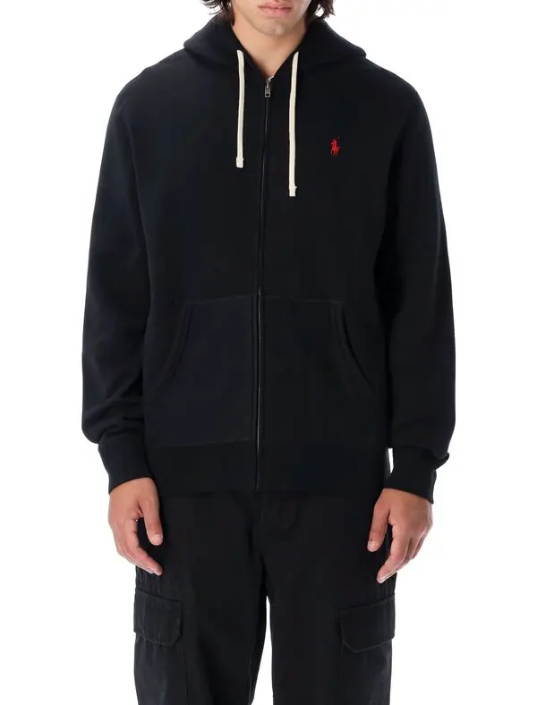 Polo Ralph Lauren Full Zip Fleece Hoodie With Embroidered Pony Logo - Black