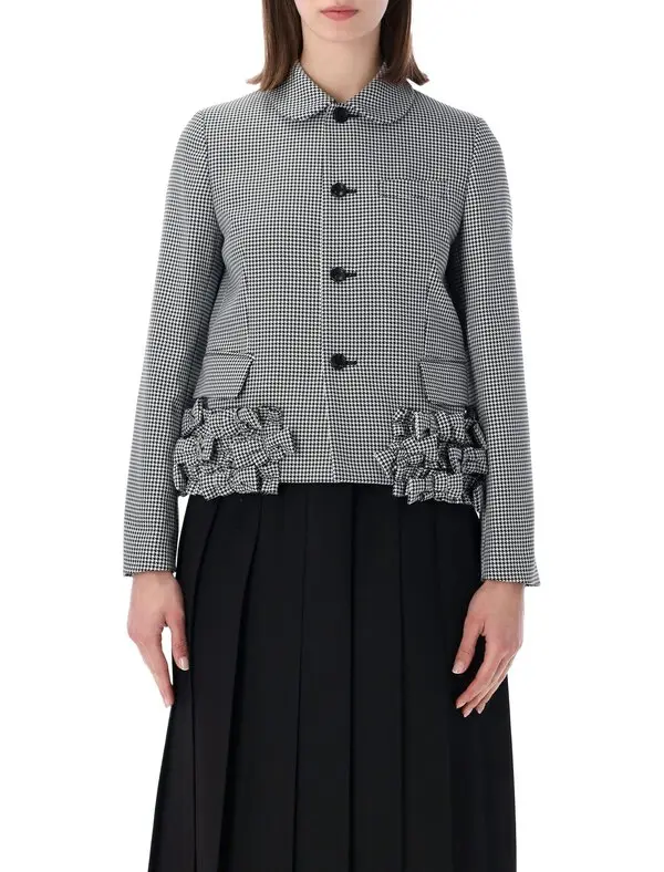Comme Des Garçons Ruffled Frayed Gabardine Jacket - Blackwhite