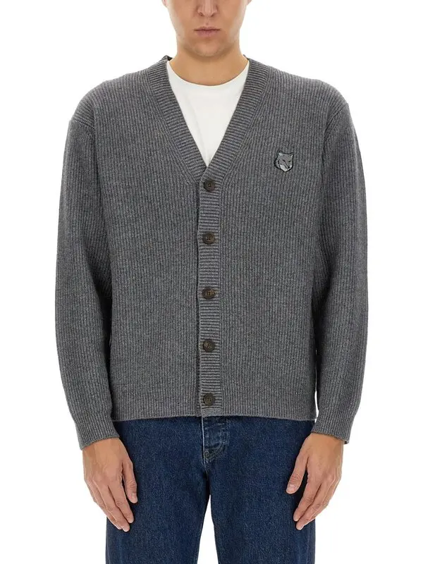 Maison Kitsuné Bold Fox Head Ribbed Cardigan