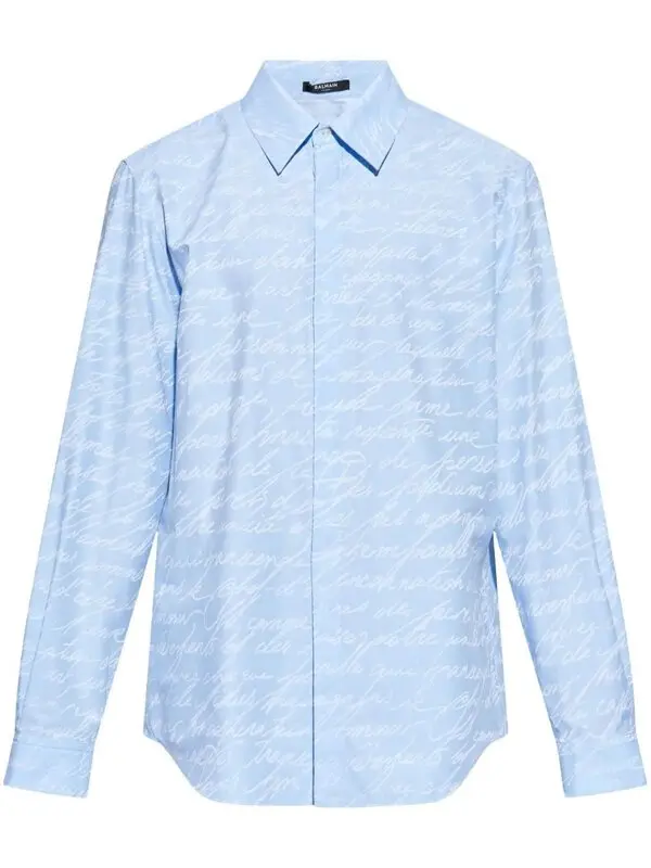 Balmain Long Sleeve Classic Shirt For - Bleu