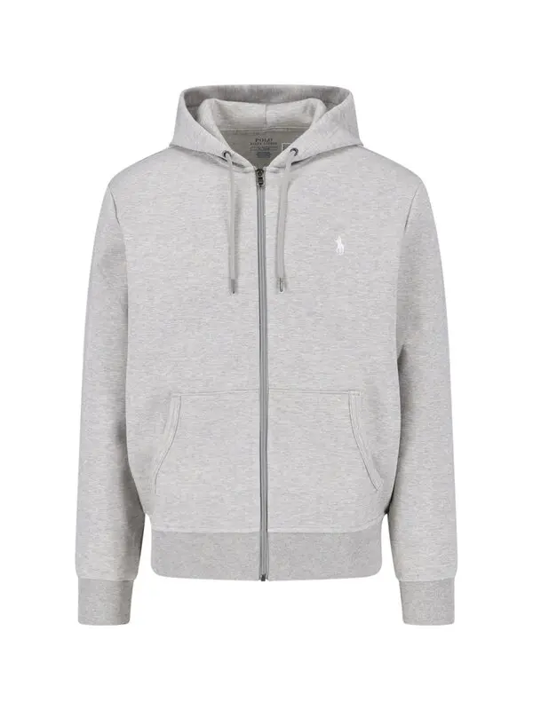 Polo Ralph Lauren Zip-up Hoodie With Embroidered Pony Logo - Grey