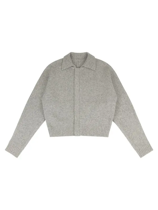 ENTIRE STUDIOS Zip Front Ribbed Hem Jacket - Grey
