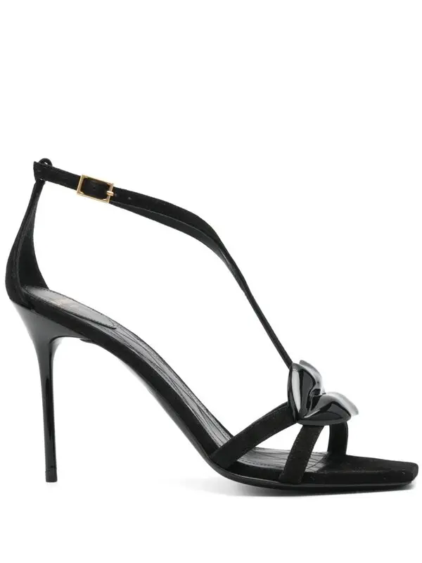 Balmain Chic Sandal With Brass Detailing - Noir