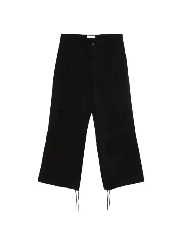 ENTIRE STUDIOS Cotton Cargo Pants With Drawstring Hem - Black