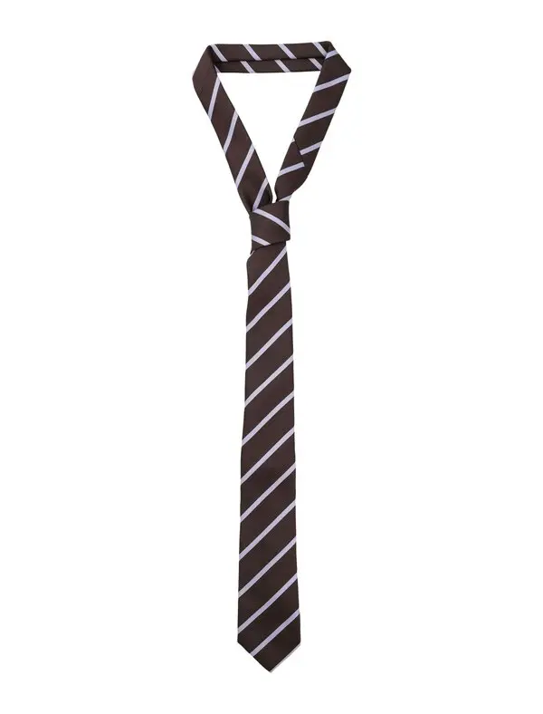 THE FRANKIE SHOP Striped Silk Tie - Brown