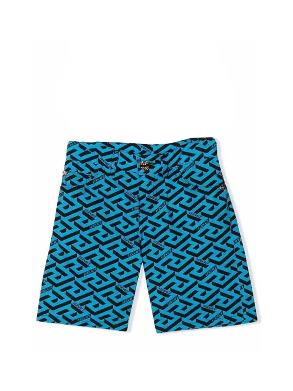 Versace Logo Printed Cotton Shorts - Multicolour