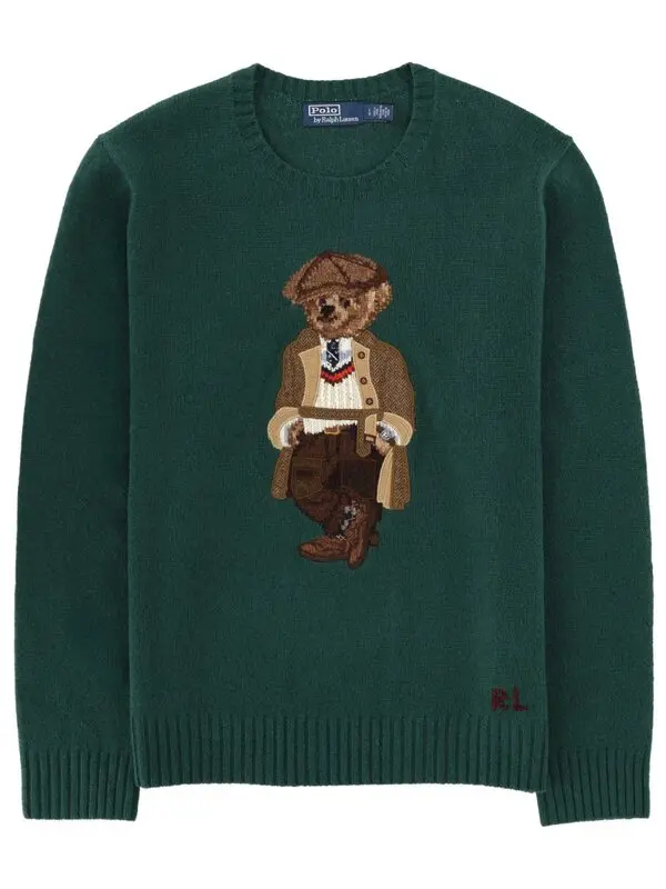 Polo Ralph Lauren Embroidered Bear Regular Fit Sweater - Green