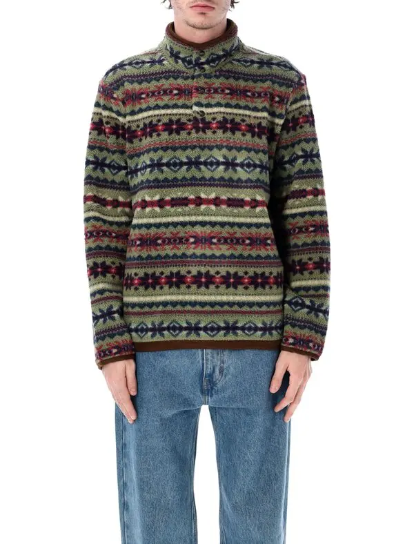 Polo Ralph Lauren Patterned Mock Neck Fleece Pullover - Green
