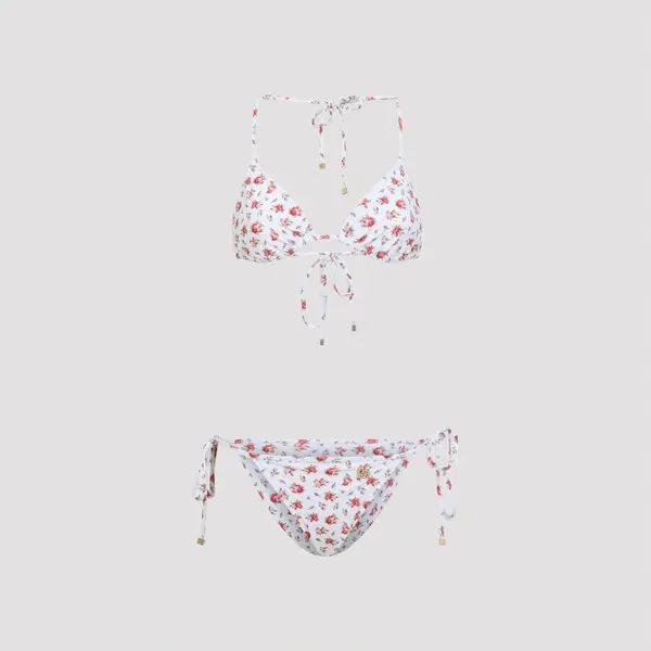 Dolce & Gabbana Triangle Bikini With Dg Logo Print