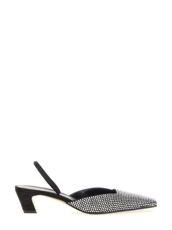 Khaite Embellished Suede Slingback Pumps - Black