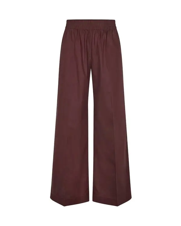 SAMSOE SAMSOE Wide Leg Organic Cotton Trousers - Fudge