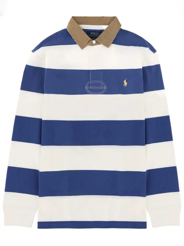 Polo Ralph Lauren Long-sleeve Jersey Knit Collared Rugby Shirt - Blue