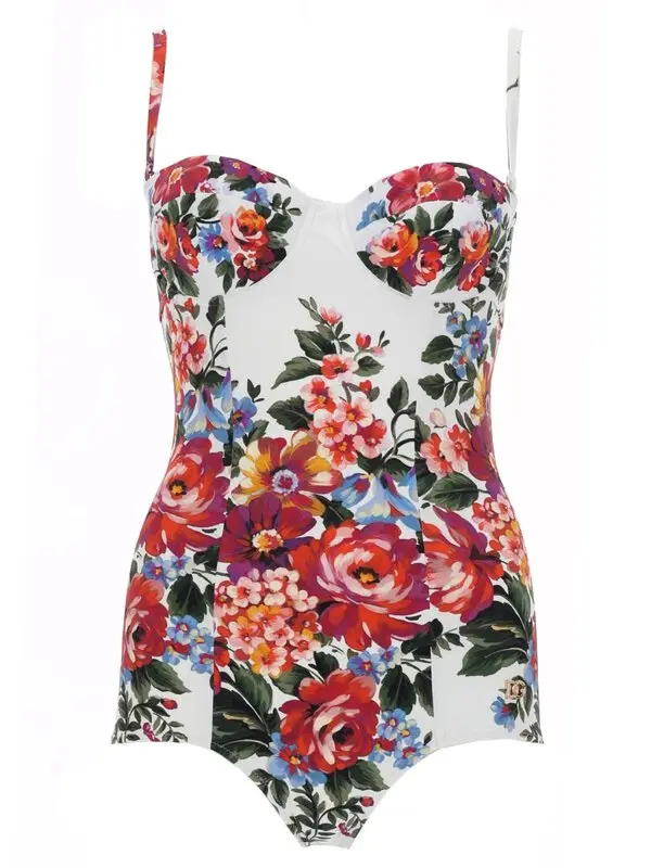 Dolce & Gabbana Floral Print Balconette One-piece Swimsuit - Multicolour