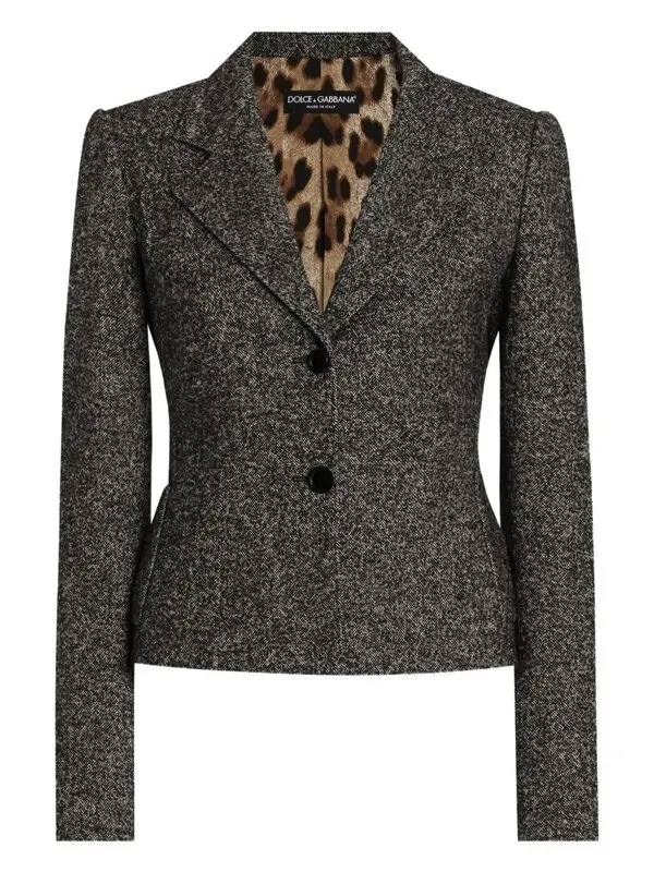 Dolce & Gabbana Single-breasted Jacket In Dotted Wool Blend - Grey