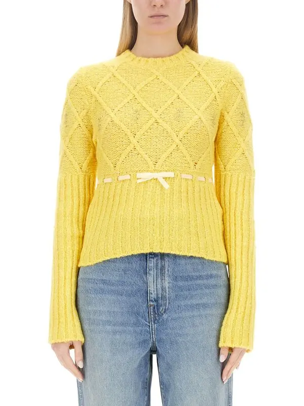 CORMIO Wool Blend Ribbed Knit T-shirt - Yellow