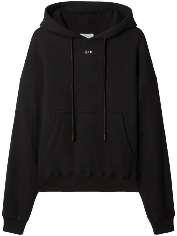 Off-White Off Stamp Cotton Hoodie - Black