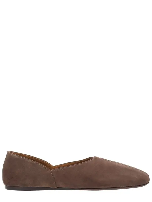 Khaite Jane Flat In Suede - Brown