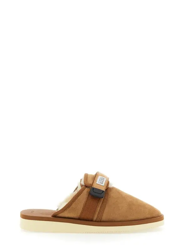 Suicoke Zavo M2ab Suede And Nylon Slip-on With Shearling Lining - Beige