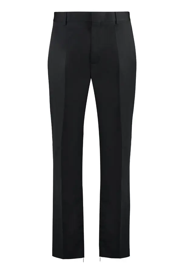 Off-White Embroidered Wool Trousers - Black
