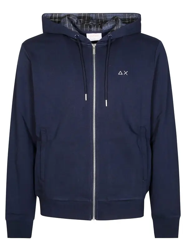 SUN 68 Contrast Soft Fabric Zip-up Hoodie