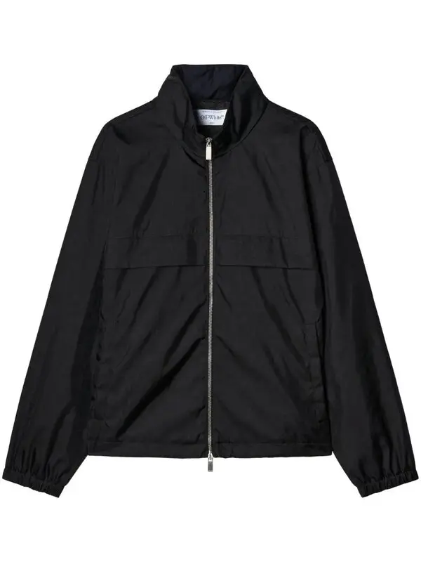 Off-White Jacquard Hooded Windbreaker Jacket For