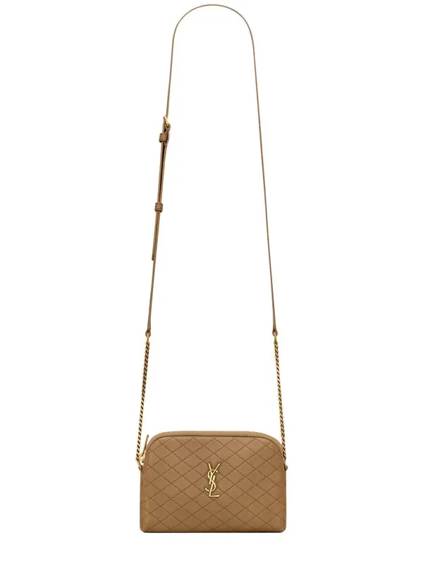 Saint Laurent Quilted Leather Mini Bag With Bronze-toned Hardware - Brown
