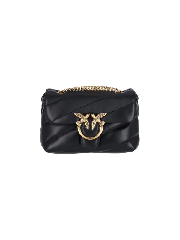 Pinko Love Puff Baby Shoulder Bag In Sheepskin Leather - Black