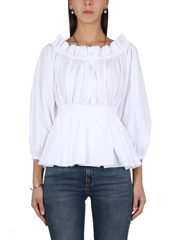 Alexander McQueen Off-shoulder Cotton Blouse
