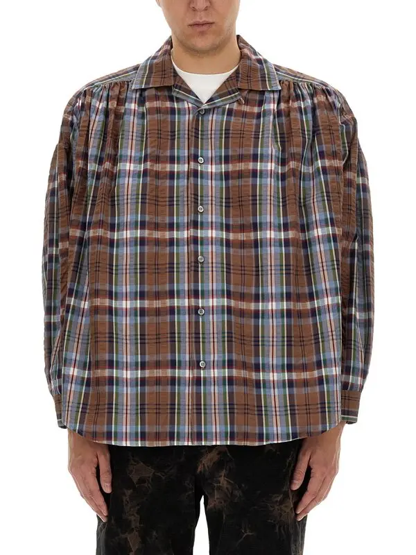 AIE Oversized Cotton Seersucker Shirt - Blue