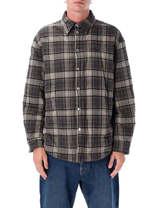 Off-White Spray Arrow Check Padded Overshirt - Grey