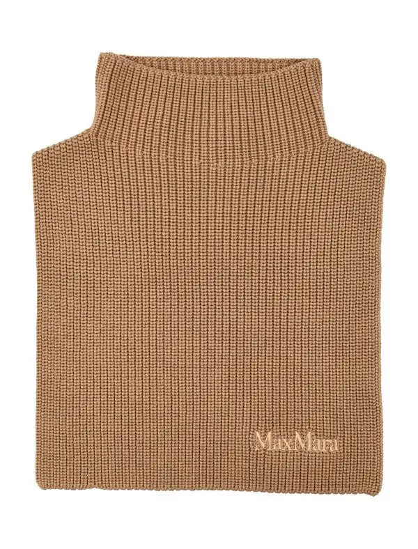 Max Mara Wool Ribbed Turtleneck Neckwarmer - Brown