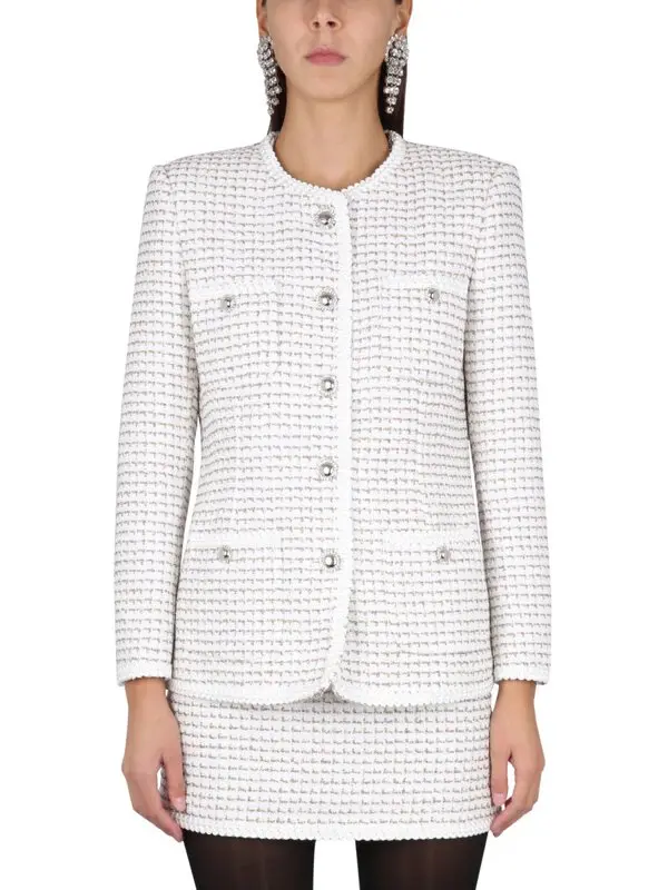 Alessandra Rich Cropped Sequin-embellished Tweed Jacket