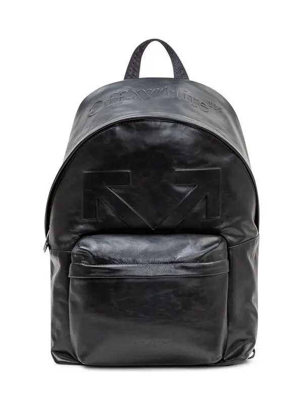 Off-White Heritage Mini Backpack With Front Pocket And Embossed Logo - Black