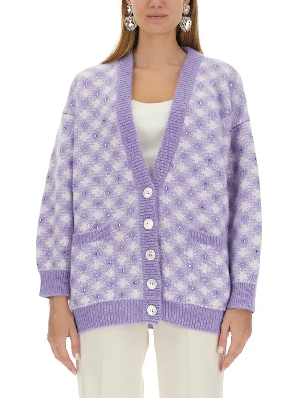 Alessandra Rich V-neck Cardigan With Embellishments