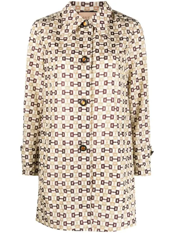 Gucci Horsebit Print Nylon Coat