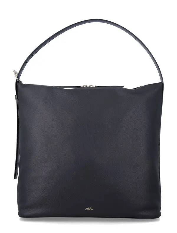 A.p.c. Large Smooth Leather Shoulder Bag, 36 X 35 X 12 Cm - Nero