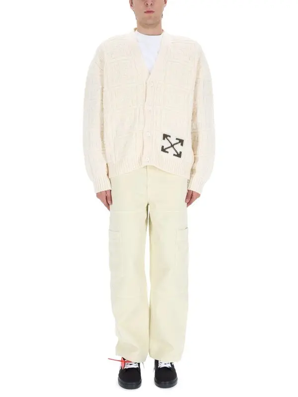 Off-White Arrow 3d Stitch Cardigan - Beige